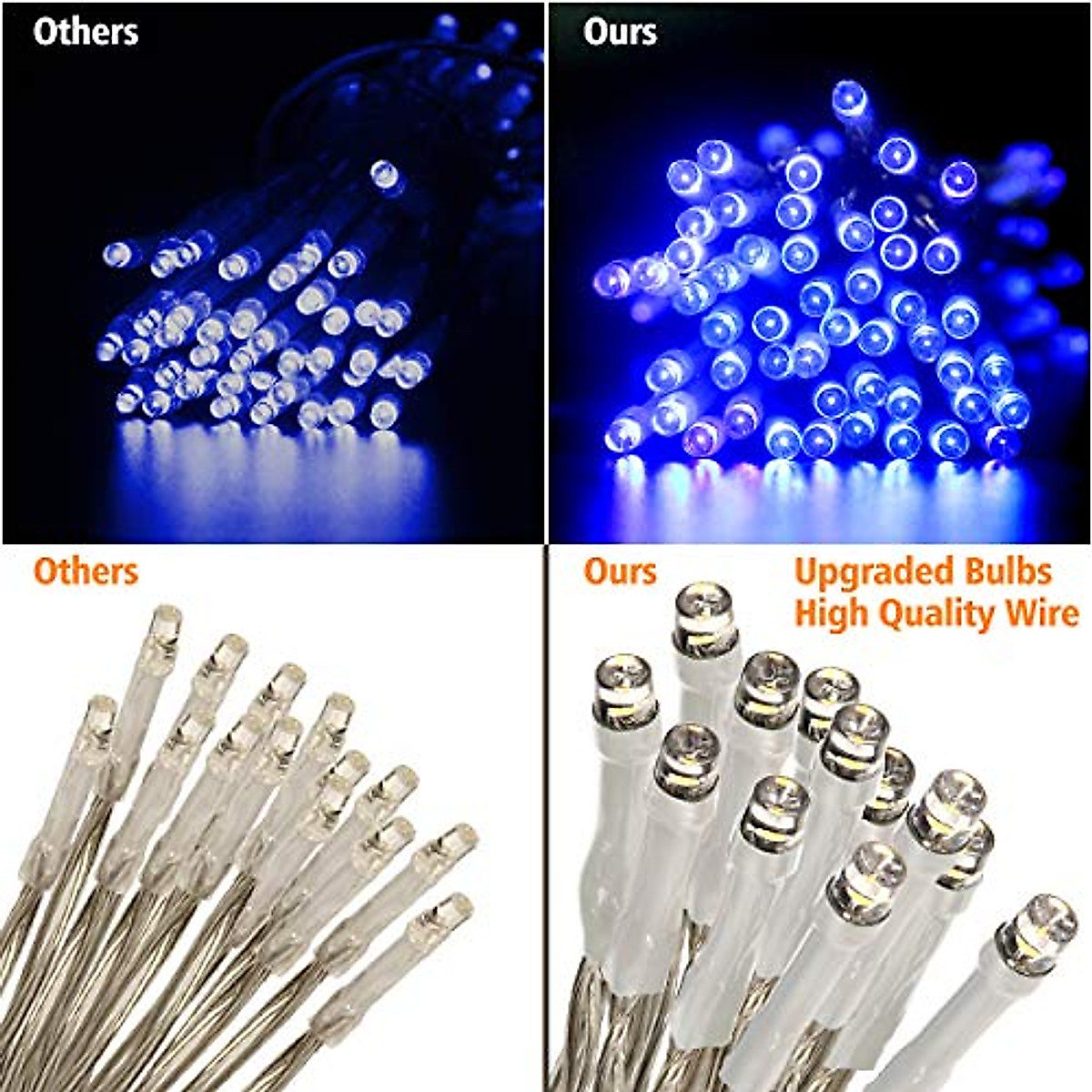 [Remote Control] Fairy String Lights Battery Operated, 33FT 100 LED Christmas Lights IP65 Waterproof with Timer, Memory Function and 8 Lighting Modes for Indoor Outdoor Xmas Halloween Wedding - Blue