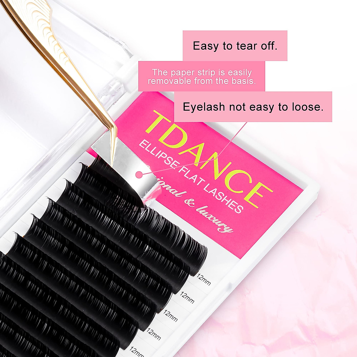 TDANCE Premium D Curl 0.03 Eyelash Extensions Mixed 8-15mm + Ellipse Flat Lashes 0.15 CC Curl 8-15mm
