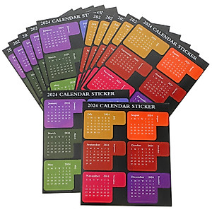 MAGICLULU 12 Sheets 2024 Calendar Stickers Monthly Calendar Sticker Schedule Calendar Adhesive Sticky Tabs for Planners Journal Notebook Bullet