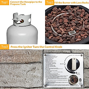 AVAWING Propane Firebowl Column, 40000 BTU Outdoor Gas Fire Pit, Compact Ledgestone Firepit Table with Lava Rocks and Rain Cover