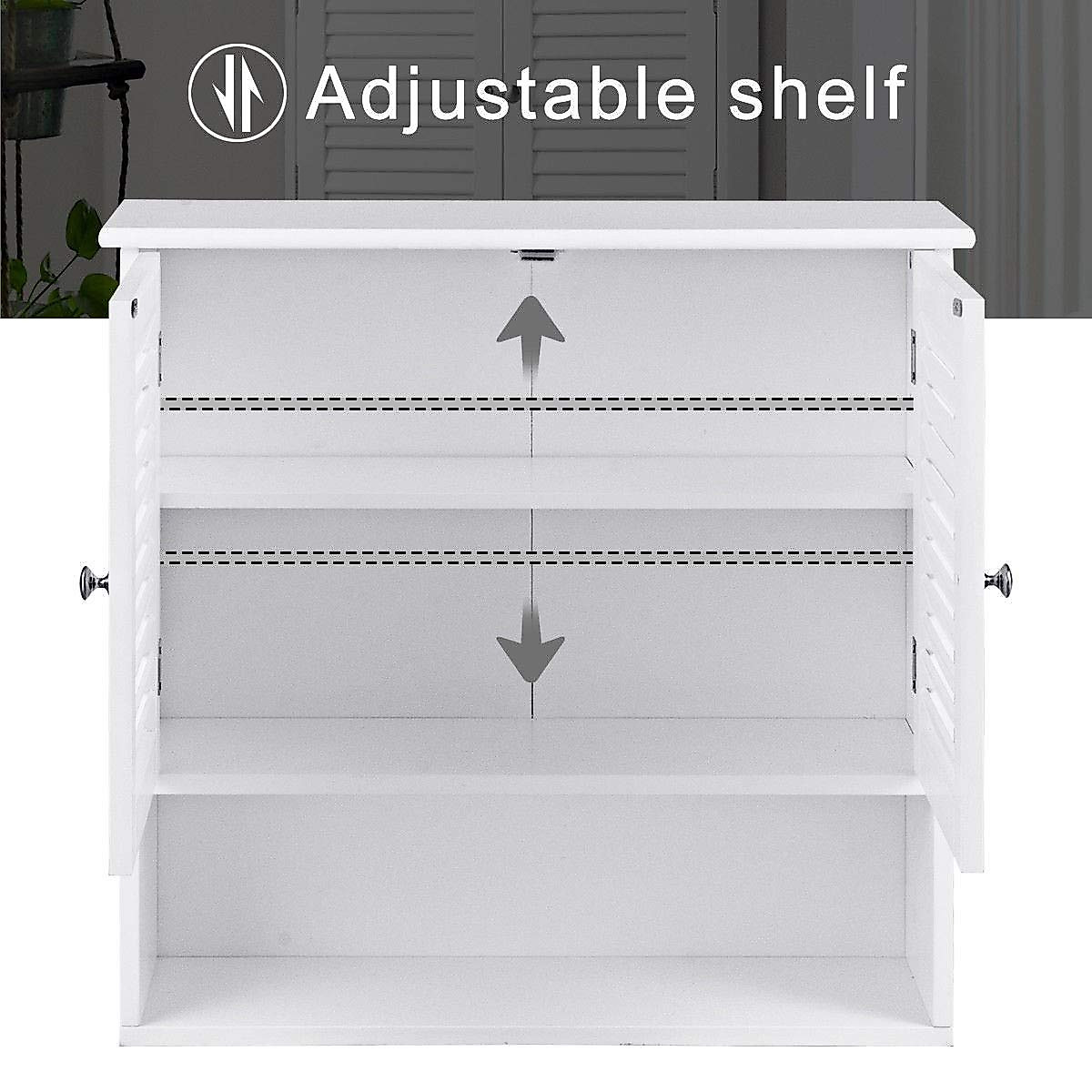 GOFLAME Bathroom Cabinet Wall Mounted, Wood Medicine Cabinet Storage Organizer with 2 Doors and 1 Shelf, Wall Cabinet with Adjustable Shelf, Simple and Modern Style, White