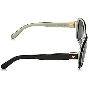 Kate Spade New York Women's Annora Rectangular Sunglasses, Black White/Gray Polarized, 54 mm