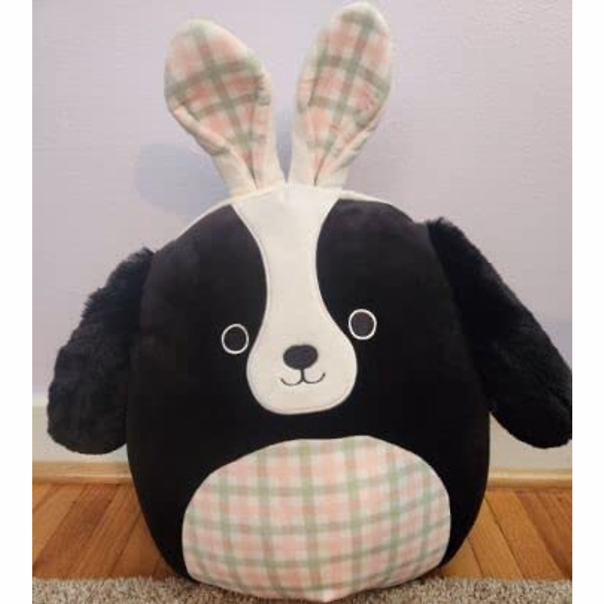 Squishmallows Rare 12-Inch Nathaniel The Black Dog with Easter Bunny Ears Plush - Add Nathaniel to Your Squad, Ultrasoft Stuffed Animal Large Plush Toy, Official Kellytoy Plush