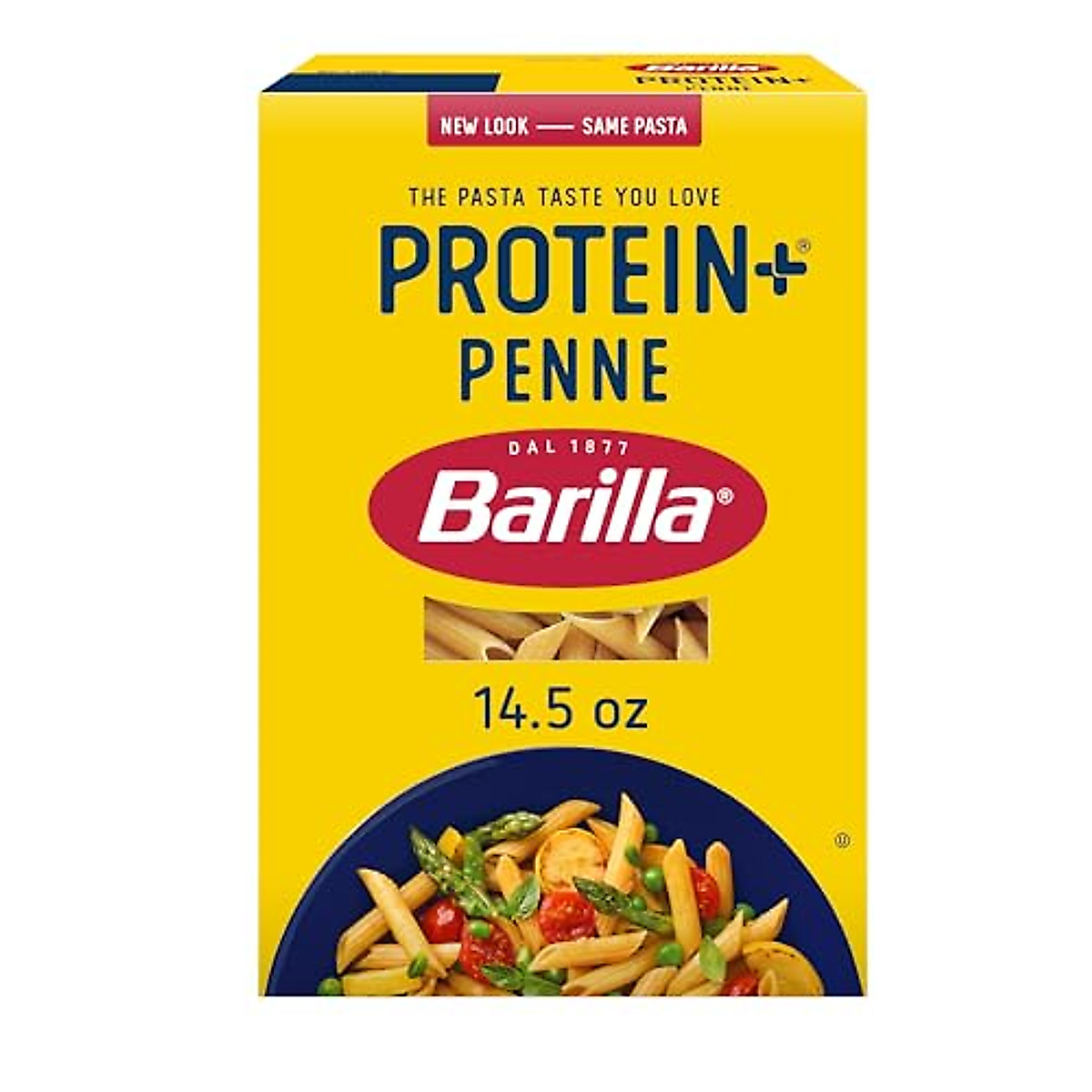 BARILLA Protein+ (Plus) Penne Pasta, 14.5 Ounce - plant based pasta - Made from Lentils, Chickpeas & Peas - Non-GMO, Kosher Certified and Vegan