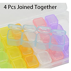 2 Pack 28 Grids Colorful 5D Diamond Painting Embroidery Box, Accessories Storage Containers Adjustable Bead Case with 196 Pcs Label Stickers (28 Grids-2pack Colorful)