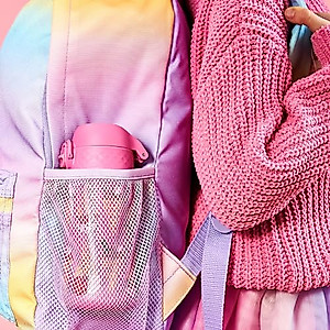 Ion8 Kids Water Bottle, Steel 400 ml/13 oz, Leak Proof, Easy to Open, Secure Lock, Dishwasher Safe, Flip Cover, Carry Handle, Easy Clean, Durable, Scratch Resistant, Raised Print, Ice Creams Design