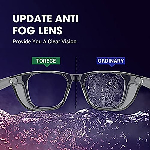 TOREGE Clear Safety Glasses Anti-Fog, Stylish Safety Goggles Eye Protection Glass With Scratch Resistant & Anti-Blue Light Lens, Lab Goggles Protective Eyewear For Men Women(C2-Grey&Clear Lens)