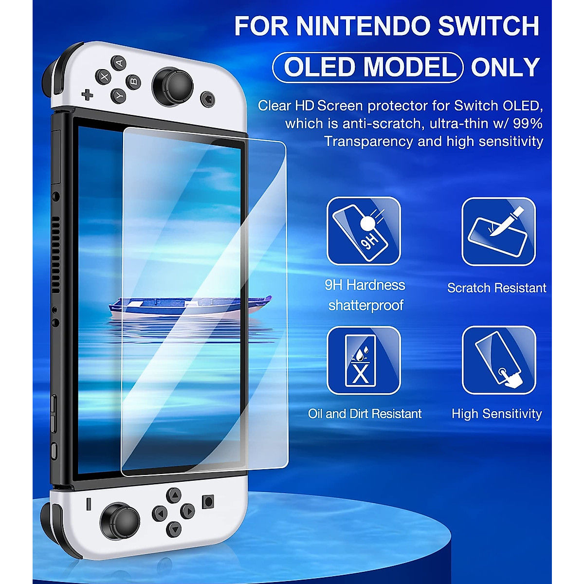 ELISWEEN 3-Pack Switch OLED Screen Protector Tempered Glass with Auto Alignment Kit for 2021 Nintendo Switch OLED Screen Protector, 9H/2.5D/0.33mm Thickness Dockable Hd Screen OLED Screen Protector
