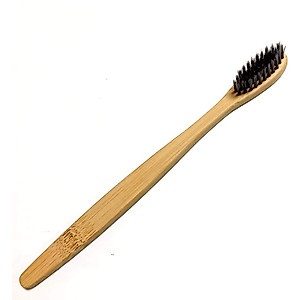 BPA-Free, Organic Bamboo Toothbrush with No-Glue Bristles - Compostable, Biodegradable, Vegan (8-Pack) (Black, Soft Bristles)