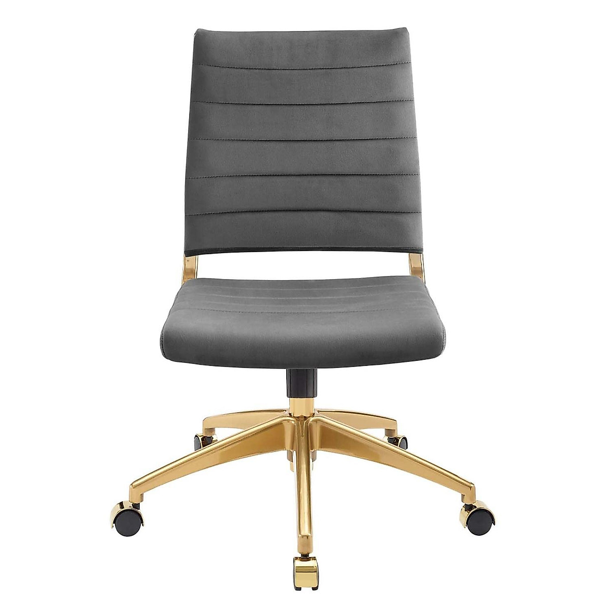 Modway Jive Ribbed Performance Velvet Mid Back Armless Computer Desk Swivel Office Chair in Gray