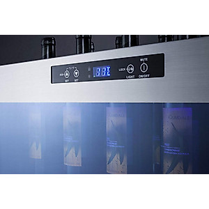 Summit Appliance STC12 12 Bottle Wine Cooler; Auto Defrost; Upright Bottle Storage; Digital Thermostat; Display Window; Temperature Memory Function; Temperature Alarm; Adjustable LED Lighting