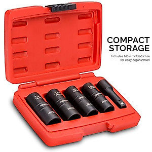 NEIKO 02282B 1/2-Inch-Drive Impact Socket Set, Flip Socket Set, Chrome Moly Steel, Includes 3-Inch Bar Extension, 8 Deep SAE and Metric Sizes, 5 Pieces