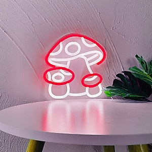 Mushroom Neon Sign Dimmable LED Neon Light Wall Art for Kids Room Decor Bedroom Wall Sign USB Operated Mushroom Lamp Light Up Sign Teen Room Decor Game Room Red