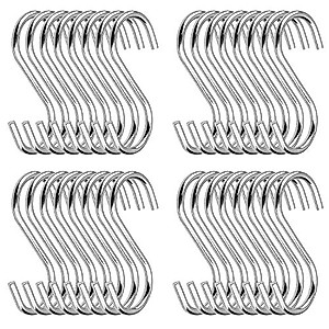 100 Pack 2.75 Inch S Hooks Stainless Steel S Shaped Hooks Heavy Duty S Hooks for Hanging Pans and Pots, Coffee Cups, Clothes, Plant, Silver