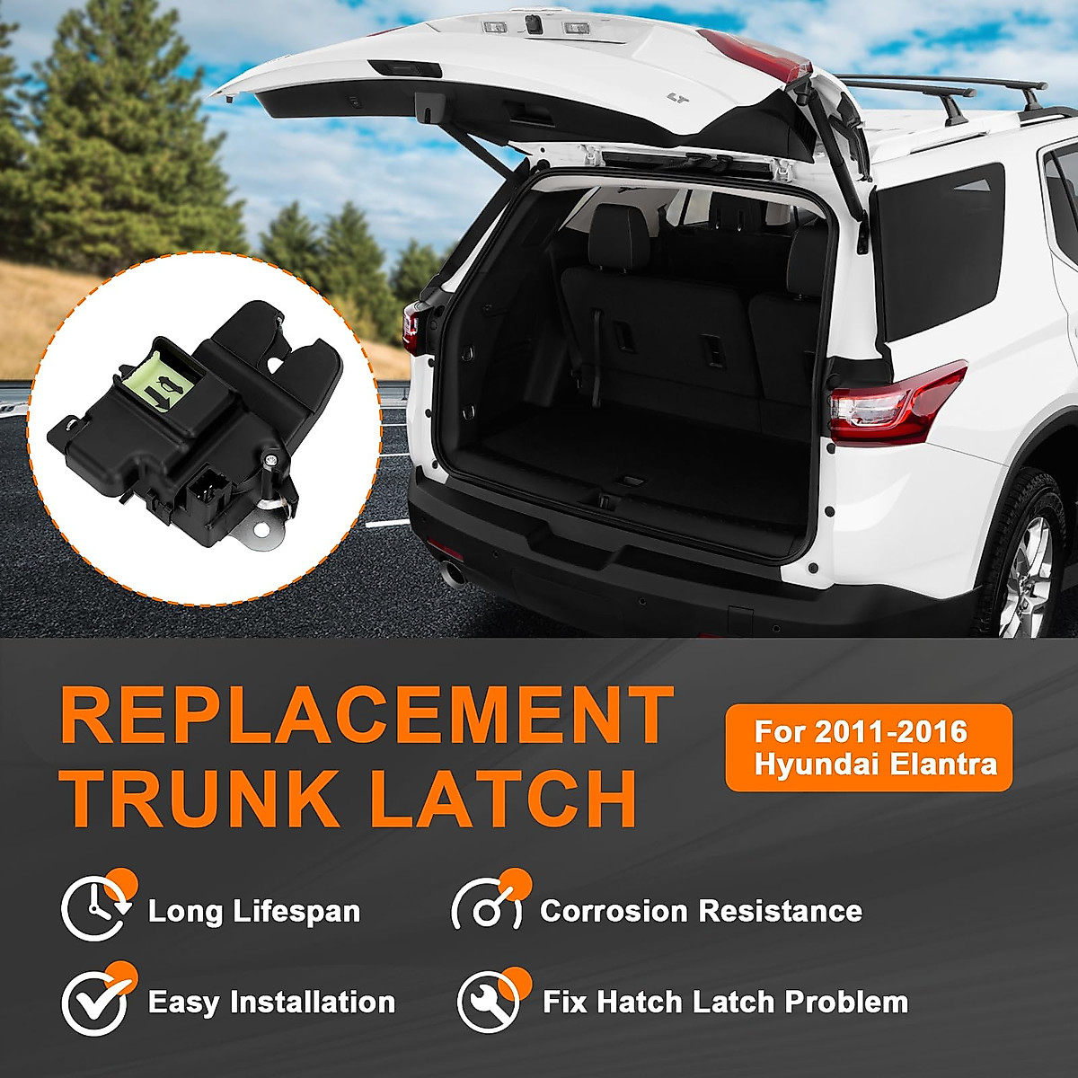 81230-3X010 Trunk Latch Lock Actuator for Hyundai Elantra 2.0 1.8L 2011 2012 2013 2014 2015 2016 Replace Hyundai 812303X010 Tailgate Tail Gate Latch Lock Actuator Motor Rear Door Hatch Lock Assembly