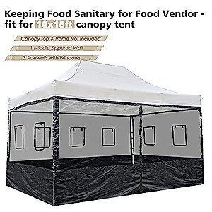 Instahibit Pop Up Canopy Half Mesh Sidewall with Window for 15x10' Outdoor Camping Fishing Party Tent,4pcs Sidewall Only