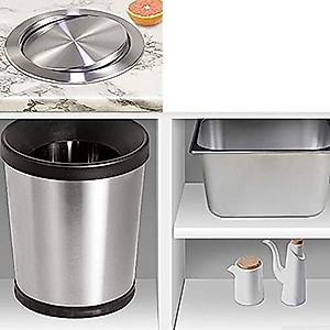 BEISSAIER Steel Garbage Flap Lid Trash Bin Cover Built-in Balance Swing Flap Garbage Lid for Kitchen Counter Top C