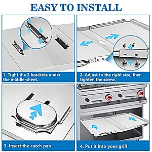 Copiu Grill Grease Tray with Catch Pan, 24"-30" Adjustable Grill Replacement Parts Stainless Steel Outdoor BBQ Drip Pan for Dyna Glo, Nexgrill, Expert Grill, Kenmore, BHG, Backyard, Uniflame and More