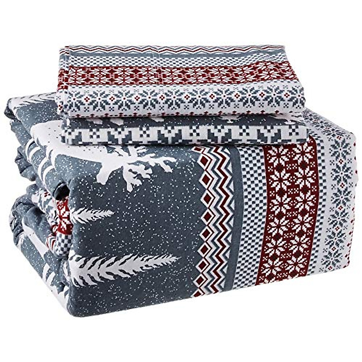Tribeca Living WIRE170SHEETQU Winter Reindeer Flannel Deep Pocket Sheet Set, 3pieces, Queen