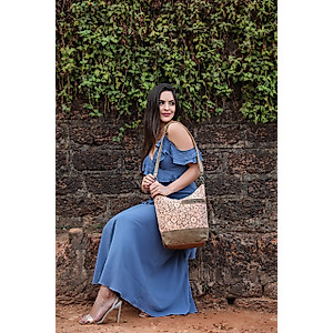 Myra Bag Apricot Upcycled Canvas & Leather Shoulder Bag S-1449