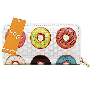 by you Women Holographic 3D Long Clutch Wallet Zipper Closure Card Slots Zippered Coin Pouch (DONUTS)