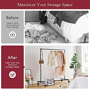 Tajsoon Rolling Clothing Racks For Hanging Clothes Z Rack Hold 230LBS Industrial Clothing Rack with Wheels Lockable, Heavy Duty Garment Rack Clothes Hanging Rack for Storage and Organization, Black