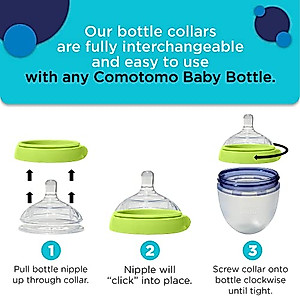 Baby Bottle Collar Rings for Comotomo Baby Bottles | Compatible with 5 Ounce and 8 Ounce Comotomo Baby Bottle | Replacement Bottle Collar, 3 Pack (Green)