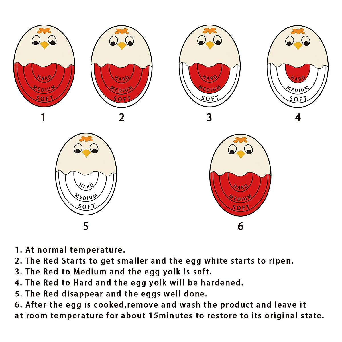 Egg Timer Sensitive Hard & Soft Boiled Color Changing Indicator Tells When Eggs are Ready (Red 2pack)