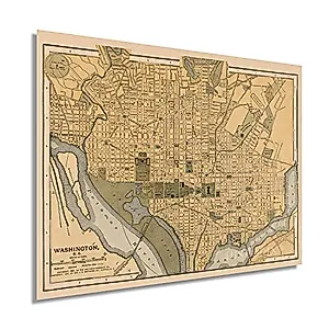 HISTORIX Vintage 1897 Map of Washington DC - 18x24 Inch Washington DC Vintage Map - DC Map Wall Art - Washington DC Map Print - Washington DC Poster Map - Map Washington DC Decor