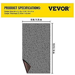 Happybuy Gray Marine Carpet 6 ft x 13.1 ft Boat Carpet Rugs Indoor Outdoor Rugs for Patio Deck Anti-Slide TPR Water-Proof Back Cut Outdoor Marine Carpeting Easy Clean Outdoor Carpet Roll