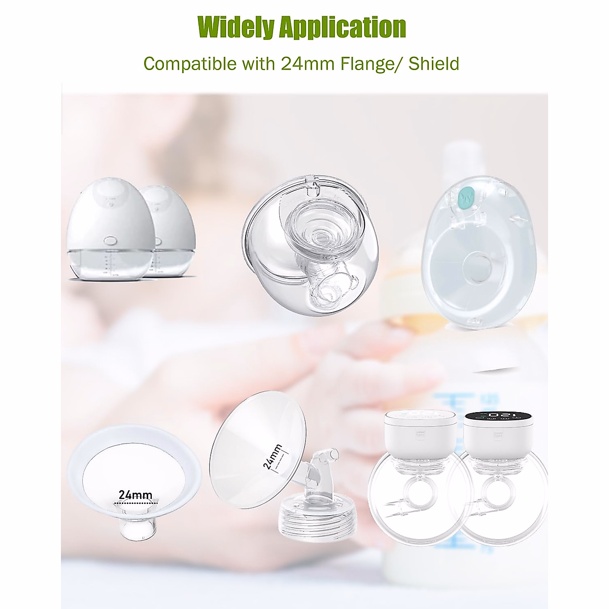 Flange Inserts 9PCS 17/19/21mm*3 Compatible with Momcozy S9/S9pro/S10/S12/S12pro/Spectra/Medela/TSRETE 24mm Breast Pump Shields/Flanges,Reduce 24mm Tunnel Down to Correct Size