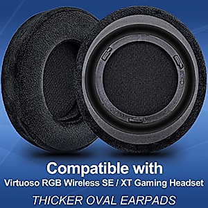 Upgrade Oval Shape Earpads for Virtuoso RGB Wireless, Virtuoso RGB Wireless XT, Virtuoso Wireless SE | Enlarged Inner Hole (Velour Virtuoso XT Ear Pads)