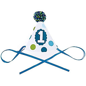 High Chair Decorations for 1st Birthday - 2-Piece Set - Boys' First Year Birthday Party Pack - Includes Felt Birthday Party Banner and Felt Party Hat - Birthday Party Supplies, Blue