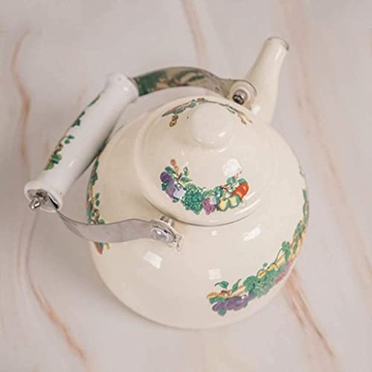 practical Teakettle Creative Kettle Enamel Teapot Home Thickened With Handle Teakettle For Stovetop, Hot Water, No Whistle Tea Pots 1.2l, 5l Portable