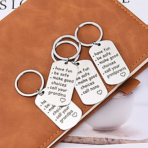 LIBOOI Drive Safe Keychain, Have Fun Be Safe Make Good Choices Stainless Steel Keychain Christmas Birthday Gifts