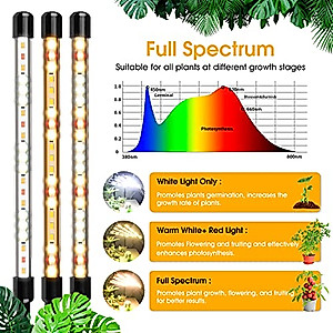 wolezek Grow Light with Stand, [5-Heads] LED Grow Lights for Indoor Plants Full Spectrum, Plant Grow Lamp 3000K 6500K 660nm, 4/8/12H Auto Timer, 12V 3A DC Adapter, Tripod 15-61in
