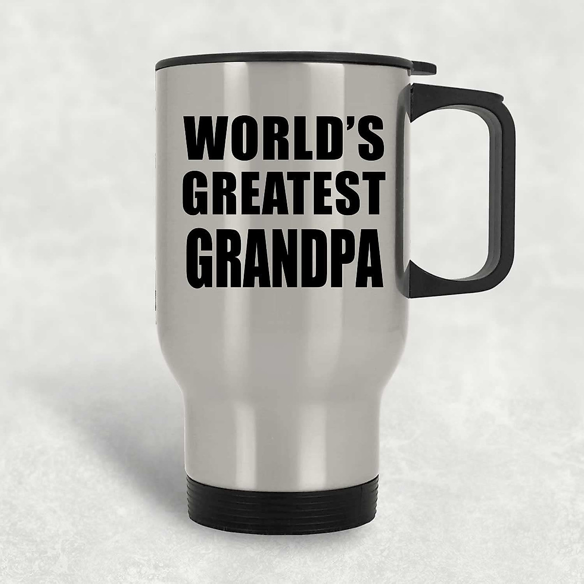 Designsify Gifts, World's Greatest Grandpa, Silver Travel Mug 14oz Stainless Steel Insulated Tumbler, for Birthday Anniversary Valentines Day Mothers Fathers Day Party, to Men Women Him Her Friend