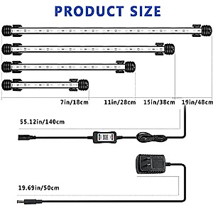 DOCEAN Aquarium Lighting Fish Tank Light with APP Control, RGB Color Changing, with Timer 9 LEDs, 7 inch/18cm, for Aquarium/Fish Tank