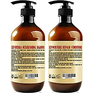 Argan Oil Shampoo and Conditioner Set - Moisturizing Sulfate Free Moroccan Care with Keratin - For Curly, Straight, Dry and Damaged Hair - Hydrating, Anti Frizz Salon Technology