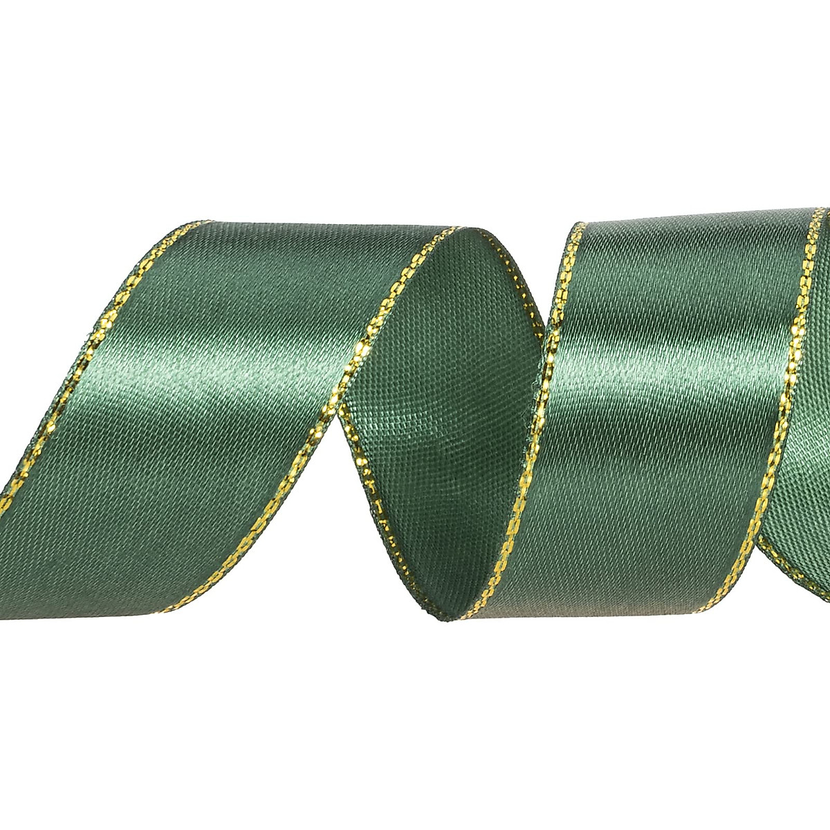 YASEO 25 Yards 1 Inch Dark Green Satin Ribbon with Gold Edges, Gold Border Fabric Ribbons for Gift Wrapping and Crafts
