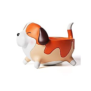 SEINHIJO Dog Candy Dish Cookie Plates Nuts Bowl Jewelry Tray Animal Arts Statue Sculpture Polyresin Figurine 6.7 inch