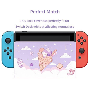 GeekShare Anti Scratch Switch Dock Cover- Hard Faceplate Sleeve Pad for Switch Dock- DIY Replacement Shell Compatible with Nintendo Switch Dock(Ice Cream Cat)