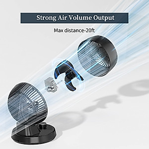 Air Circulator Fan, Portable Desk Fan with 3 Speeds, 90° Auto-Oscillating, 90° Adjustable Tilt for Home, Office, Dorm