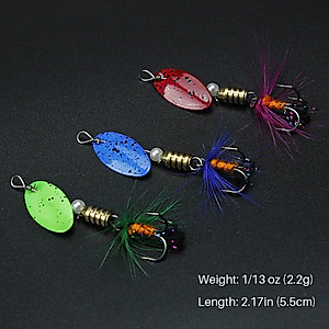 Fishing Lures 10pcs Spinner Lures Baits with Tackle Box, Bass Trout Salmon Hard Metal Rooster Tail Fishing Lures Kit by FOUCECLAUS