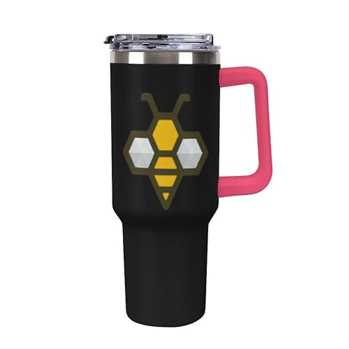 Art Bee with Honeycomb 40oz Water Bottle Double Wall Insulated Tumbler with Handle Leakproof Travel Mug Light Rose Red-style