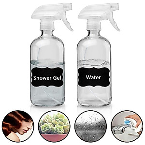 Cosywell Glass Spray Bottles Empty 16oz Boston Round Bottle Refillable Container for Essential Oils with Funnel Lables Cleaning Products Aromatherapy Lotions Liquid Soaps (WhiteWhite)