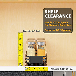 SpaceAid Pull Out Spice Rack Organizer for Cabinet, Heavy Duty Slide Out Seasoning Kitchen Organizer, Cabinet Organizer, with Labels and Chalk Marker, 4.5" W x10.75 D x2.5 H, 1 Drawer 1-Tier