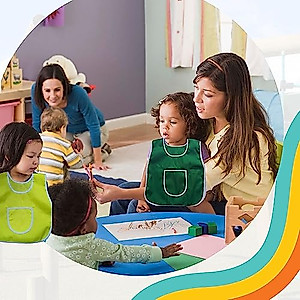 DPIYA apron for kids boys girls artist with pocket chef apron for kitchen cooking baking art painting classroom party aprons (dark green)