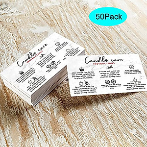 Handmade Candle Care Instruction Card, Candle Care Instruction Card, 3.5 x 2 inches for Handmade Candle Makers Soy Bees Wax Coconut Essential Oils, 50 Pack(Marble Look Design)