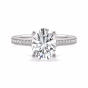 14K White Gold Moissanite by Charles & Colvard 9x7mm Oval Engagement Ring-size 7 2.37cttw DEW